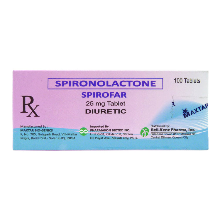 SPIROFAR Spironolactone 25mg Tablet 1's price in the Philippines ...